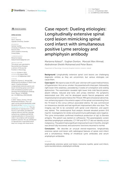Pdf Case Report Dueling Etiologies Longitudinally Extensive Spinal