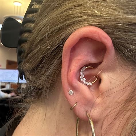 16g Gold Daith Jewelry Cute Daith Earring Clicker Butterfly Cz Daith Piercing Cute Unique