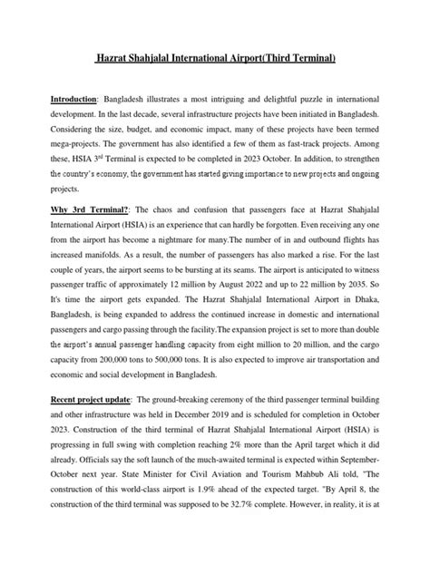 Expanding Capacity And Modernizing Infrastructure An Analysis Of The Hazrat Shahjalal