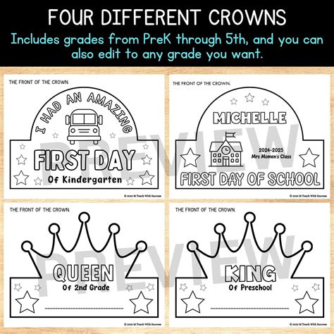 Editable Back To School Paper Crown Crafts First Day Of School Crown Templates Beginning Of