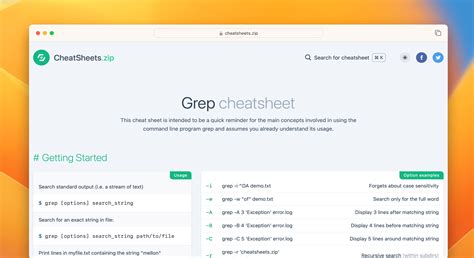 Grep Command Cheat Sheet And Quick Reference