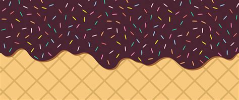 심플한 스프링클 패턴 초콜릿 브라운 웨이브 보더에 화려한 스프링클 웨이퍼에 녹은 딸기 아이스크림 벡터 일러스트 레이 션 0명에 대한 스톡 벡터 아트 및 기타 이미지 Istock
