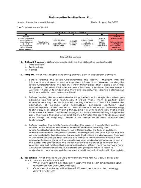 Gaining Insights Through Reading A Metacognitive Analysis Of