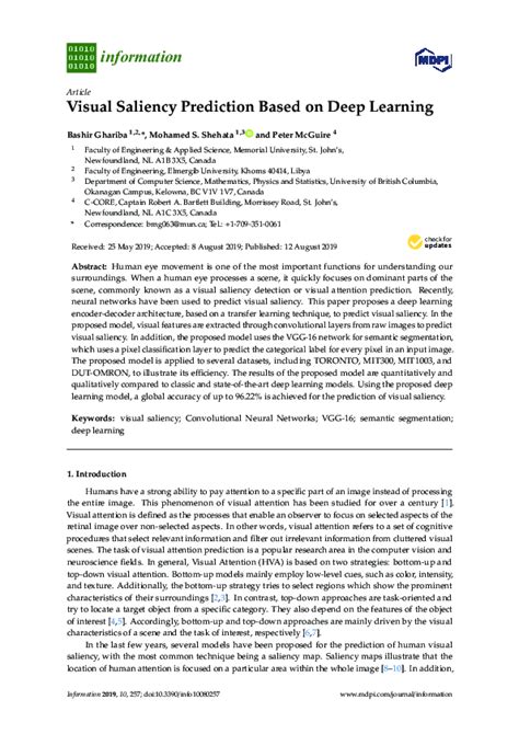 Pdf Visual Saliency Prediction Based On Deep Learning