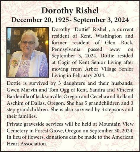 Dorothy Rishel Obituary Kent Reporter