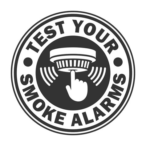 Test Your Smoke Alarms Circle Badge Smoke Detector Icon Symbol Fire Alarm Logo Sign Fire
