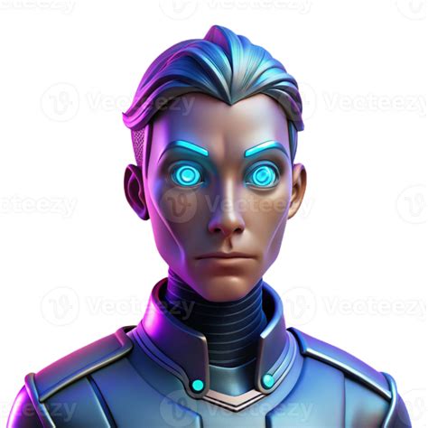 Extraordinary Traditional Portrait Of A Futuristic Android With Glowing