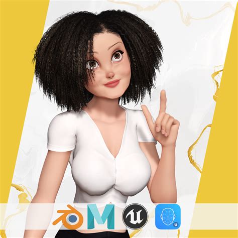3d file modern style girl with short curly hair 3d character creation 👧