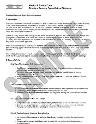 Structural Concrete Repair Method Statement