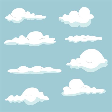 Cartoon Clouds Isolated On Blue Sky Background Vector Collection