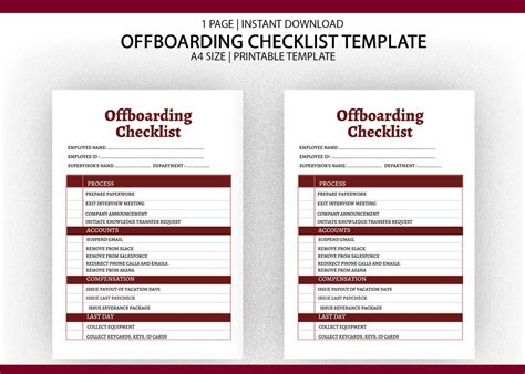 Offboarding Checklist Form Bundle Editable Template Human Resources Employee Human Resources