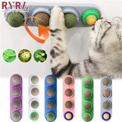 Catnip Four Types Wall Stick On Toy Licking Treats Removes Hair Balls To Promote Digestion Snack