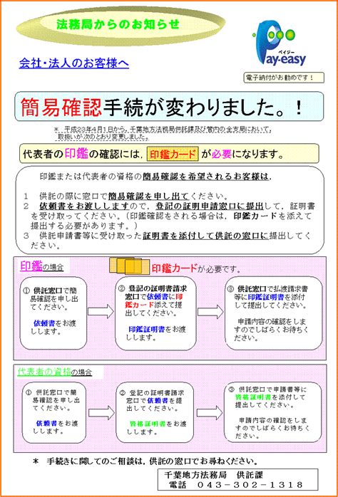 簡易確認手続きをご利用のお客様へ千葉地方法務局