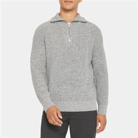 Wool Cashmere Quarter Zip Mock Neck Sweater Theory Outlet