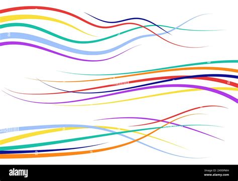 Set Of Abstract Color Curved Lines Wave Design Element Vector Illustration Stock Vector Image