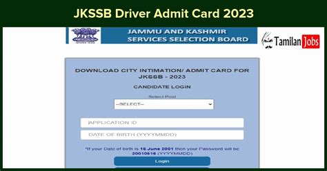 Jkssb Driver Admit Card 2023 Check Exam Date Here Tamilan Jobs