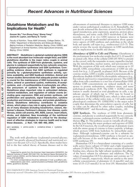Pdf Glutathione Metabolism And Its Implications For Health