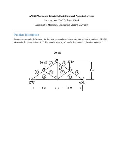 Ansys Workbench Tutorial 1 Pdf Truss Youngs Modulus