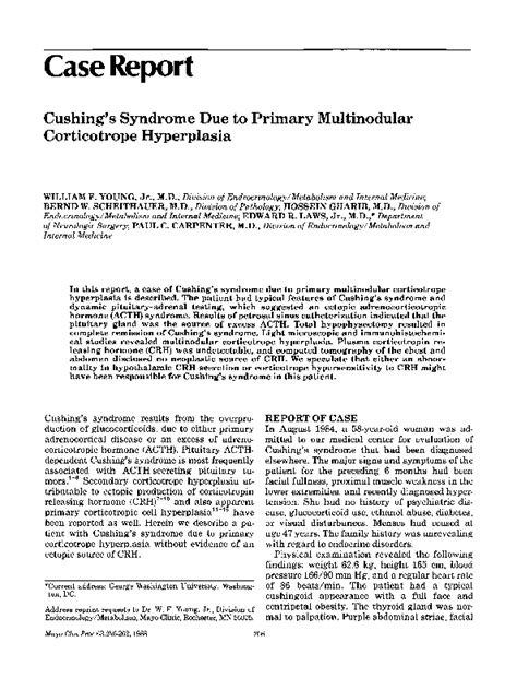Pdf Cushings Syndrome Due To Primary Multinodular Corticotrope Hyperplasia