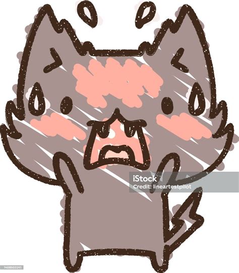 무서워하는 고양이 찰크 그리기 고양이 새끼에 대한 스톡 벡터 아트 및 기타 이미지 고양이 새끼 낙서 드로잉 놀라움