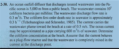 Solved 2 30 An Ocean Outfall Diffuser That Discharges