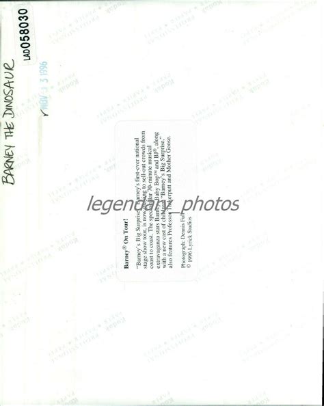1996 Barneys Big Surprise Stage Show On Tour Original News Service