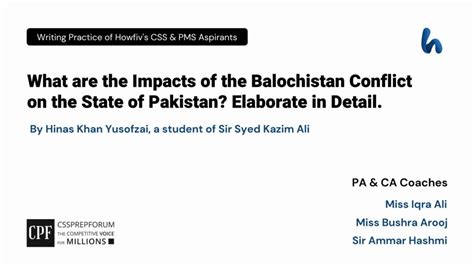 Impacts Of Balochistan Conflict On The State Of Pakistan