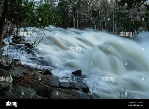 Buttermilk Falls At Flood Stage In The Spring On The Raquette River In