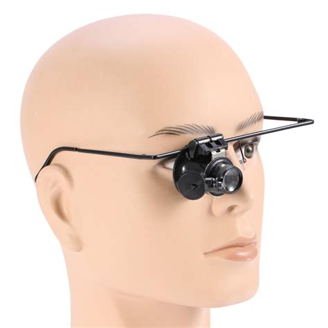 Mgaxyff 20x Magnification Single Eyeglass Magnifying Jeweler Watch Repair Led Light Magnifier