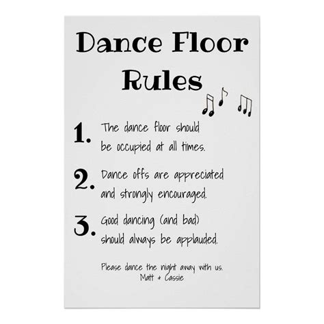 Dance Floor Rules Wedding Decor Sign Zazzle