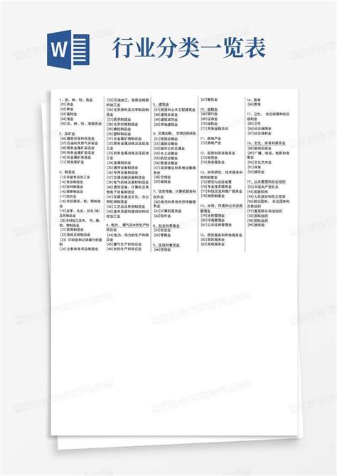 行业分类一览表word模板下载编号lnwzmado熊猫办公