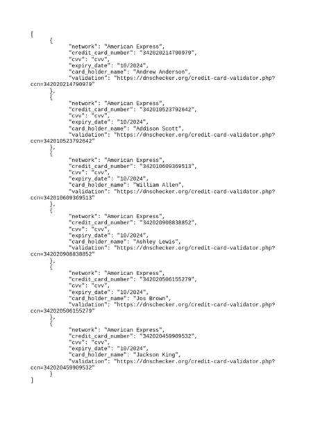 Credit Card Data Json Pdf