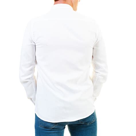Reversible Cuff Long Sleeve Button Down Shirt Solid White 2xl