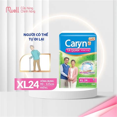 Tã Bỉm Quần Người Lớn Caryn Mỏng Nhẹ Chống Tràn Size Xl24 Vòng Hông