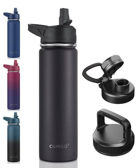 GetUSCart CIVAGO 22 Oz Insulated Water Bottle With Straw Stainless
