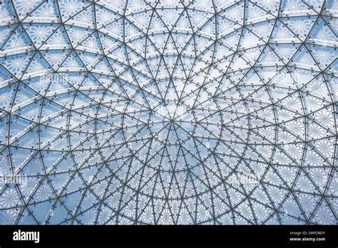Glass Ceiling In Blue Sky Sunlight Abstract Glass Roof Of The
