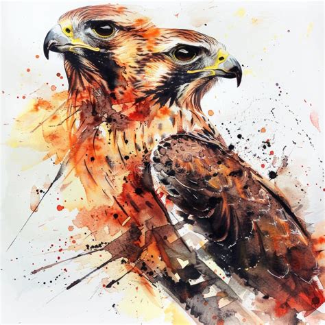 A Watercolor Illustration Of A Bird Of Prey In Mid Flight With