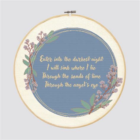 Hellfire Lyrics Cross Stitch Pattern Floral Metalcore Design Pdf