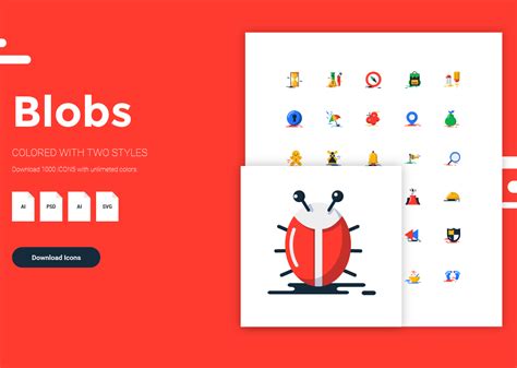 Blobs 1000 Flat Colored Icons Fribly
