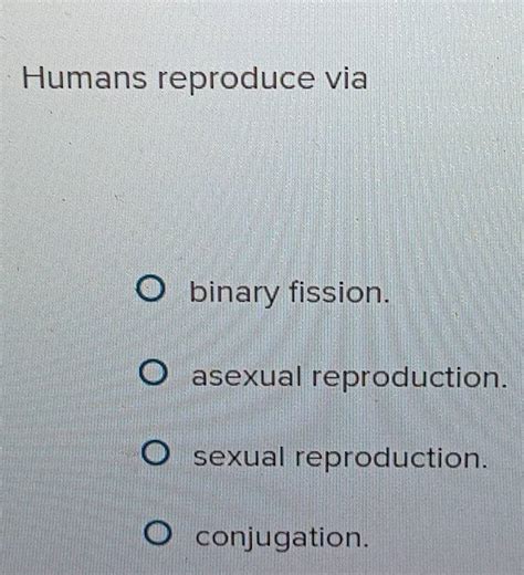 Solved Humans Reproduce Via Binary Fission Asexual Reproduction