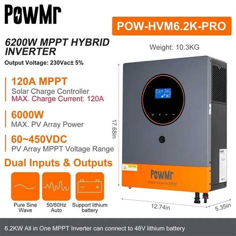 Гибридный инвертор Powmr Hvm 6 2k Pro 6200w 48v 35 000 грн