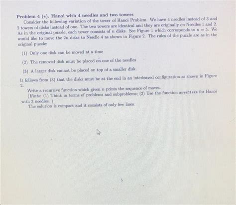 Solved Problem 4⋆ Hanoi With 4 Needles And Two Towers