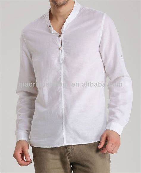 Mens Washed Chinese Collar Linen Cotton Leisure Shirt Buy Chinese