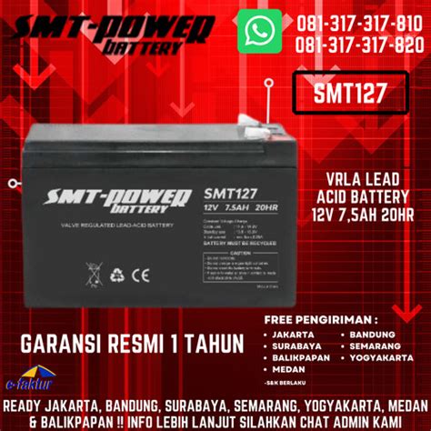 Jual BATTERY UPS AKI KERING BATERAI VRLA SMT 12V 7 5AH Kota