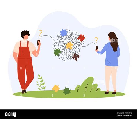 Barrier Of Misunderstanding In Online Communication Vector Illustration