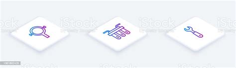 등분성 라인 필터 렌치 물 필터 및 렌치 스패너를 설정합니다 흰색 정사각형 버튼 벡터 3차원 형태에 대한 스톡 벡터 아트 및 기타 이미지 3차원 형태 건강한 생활방식