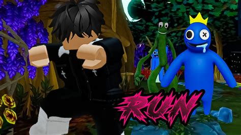 Playing Rainbow Friends Fugindo Do Azul Bob O No Roblox Youtube