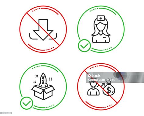다운로드 병원 간호사 및 시작 아이콘을 설정 합니다 내일 락 사인 로드 파일 의료 보조 혁신 벡터 간호사에 대한 스톡 벡터 아트