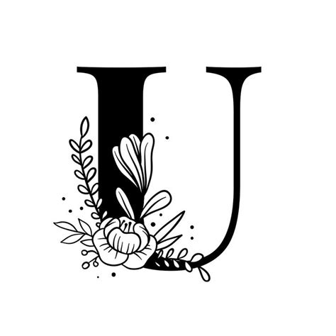 Letter U Script Psd Floral Alphabet Free Image By