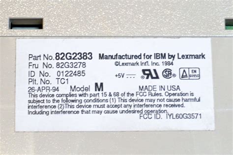 1994 Ibm Model M 82g2383 Made For Ibm By Lexmark 26 Apr 94 Clickykeyboards